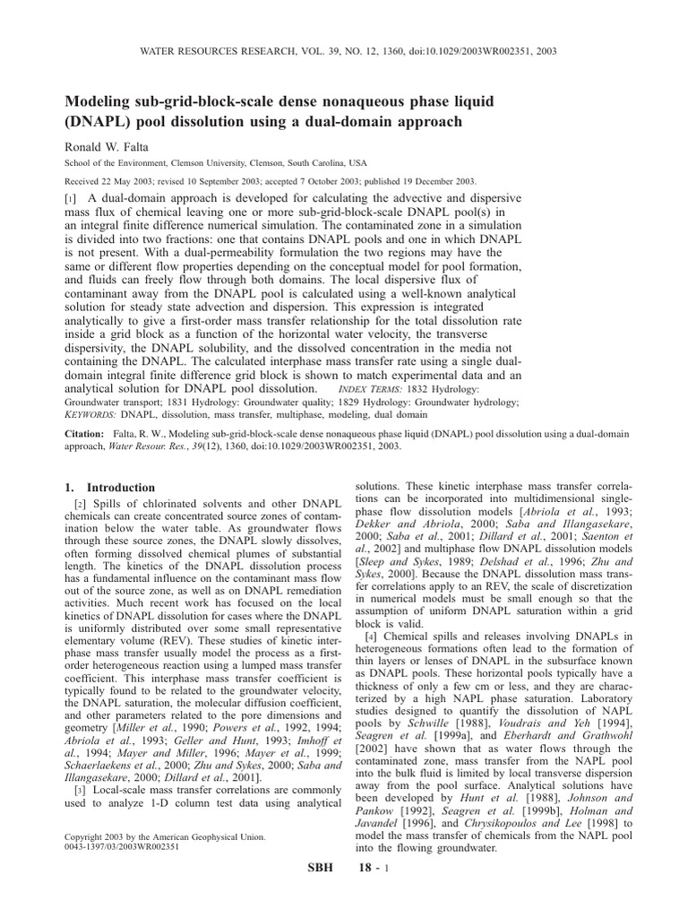 Water Resources Research - 2003 - Falta - Modeling Sub Grid Block Scale ...