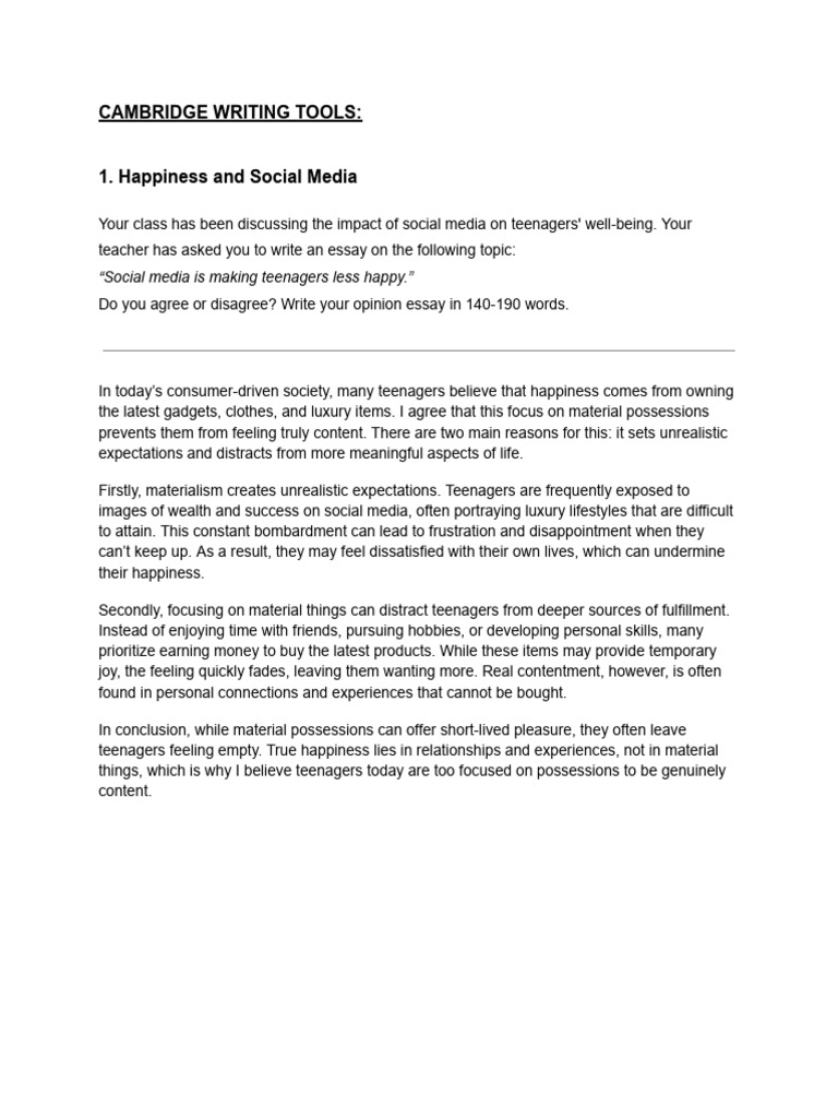 Cambridge Writing Tools | PDF | Happiness | Adolescence