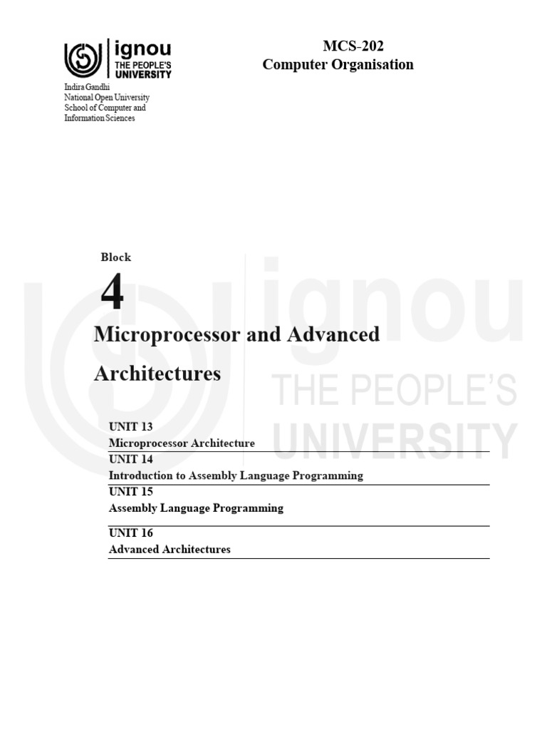 Block-4 Microprocessor and Advanced Architectures | PDF | Central Processing Unit | Binary Coded ...