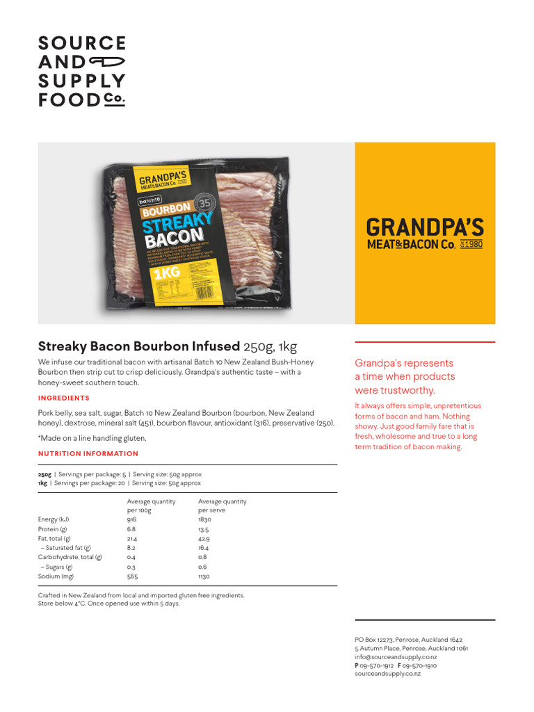 Bourbon-Infused Streaky Bacon NZ | PDF | Bacon | Foods