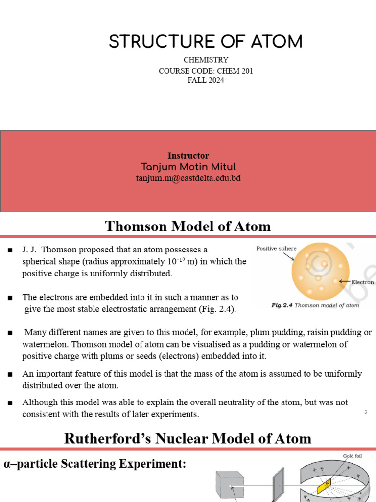 Structure Of Atom Pdf Atoms Electron
