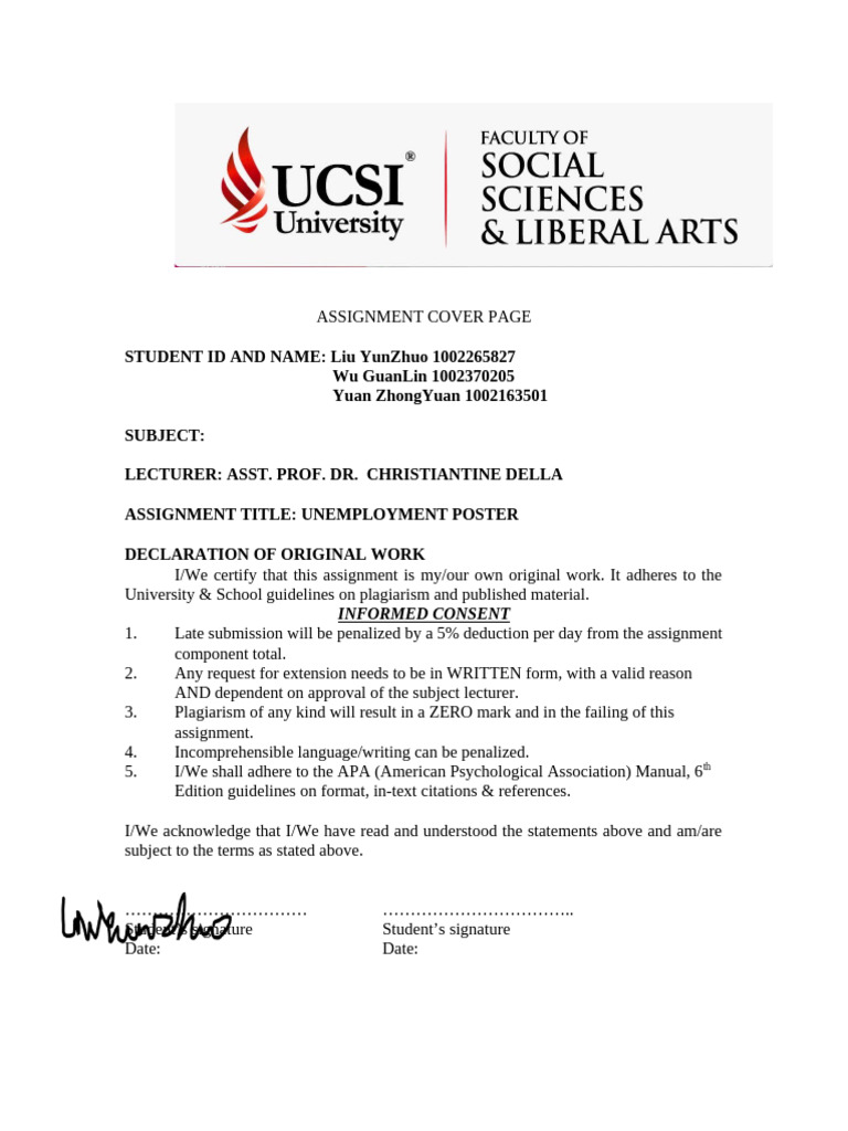 SL110 Assignment Cover Page | PDF | Wellness