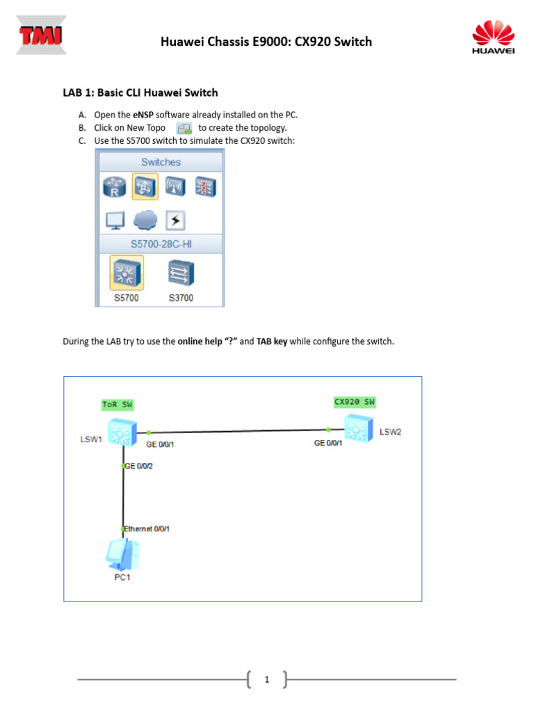Huawei CX920 Basic CLI LAB | PDF | Secure Shell | Computer Networking