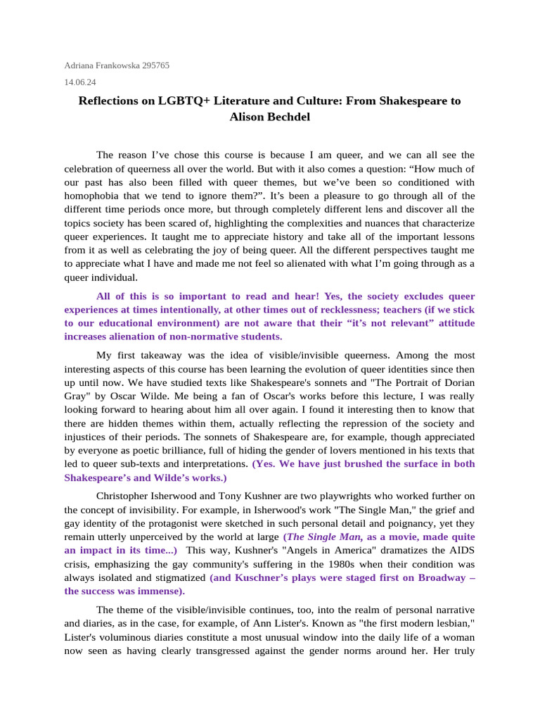 Adriana Frankowska - Reflections On Lecture | PDF | Intersectionality