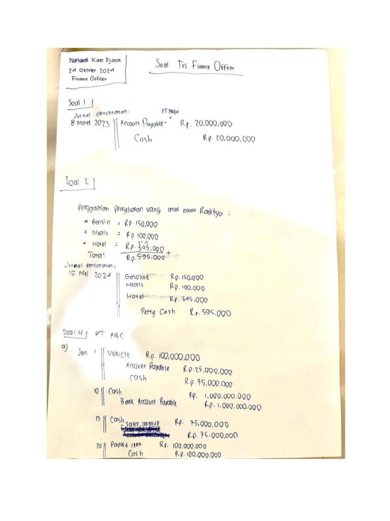 Hasil Test Finance Officer - Nathaniel Karel Djaya | PDF
