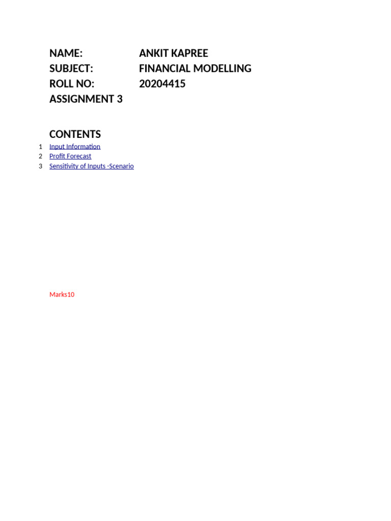 Financial Modelling Profit Forecast Analysis | PDF | Financial ...