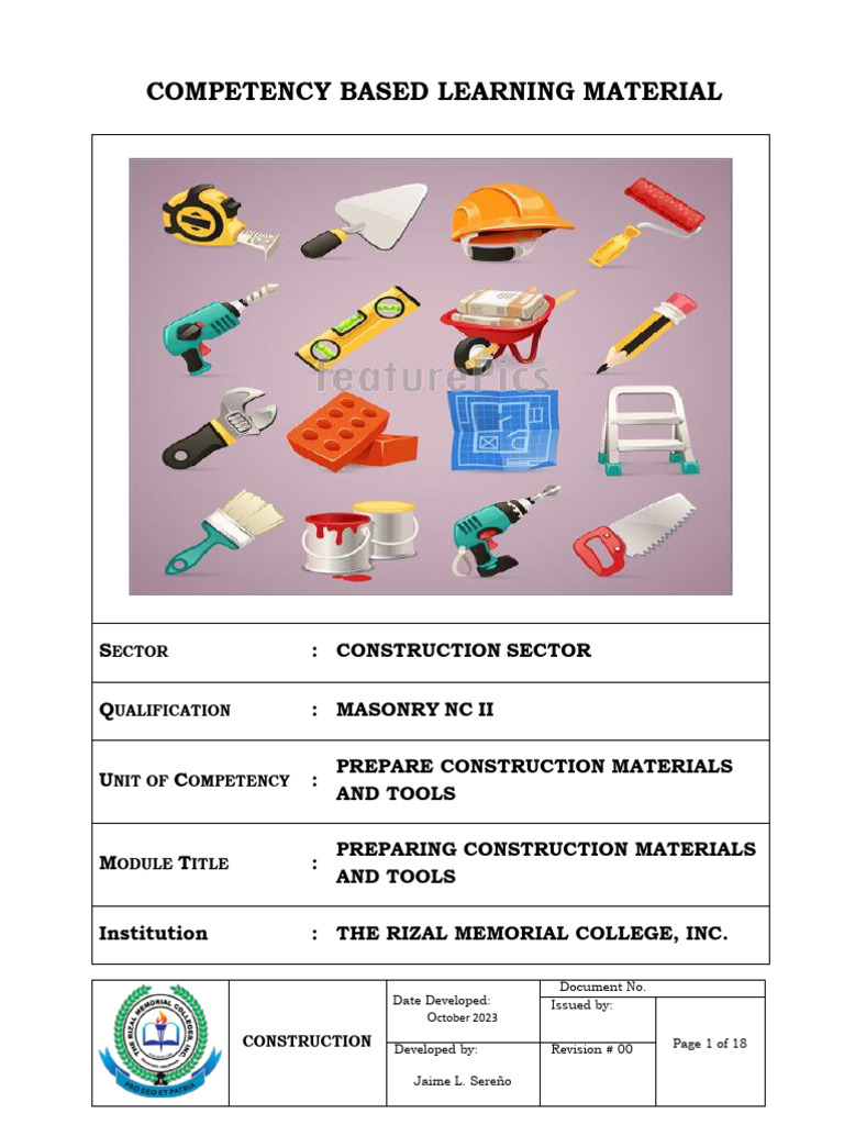 COMMON-UC 1-Prepare Construction Materials and Tools | PDF | Personal ...