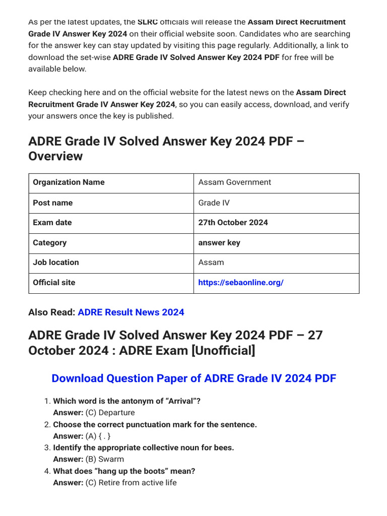 Paper 1 & 2 Answer Key (Adre) | PDF | Numbers