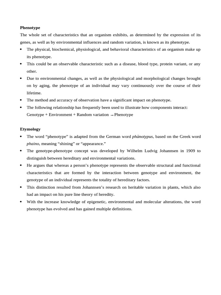Phenotype | PDF | Dominance (Genetics) | Phenotype