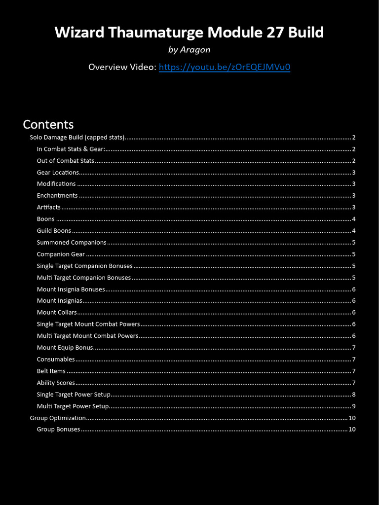 Wizard Thaumaturge Module 27 Build by Aragon (8-March-2024) | PDF | Role Playing Games | D20 System