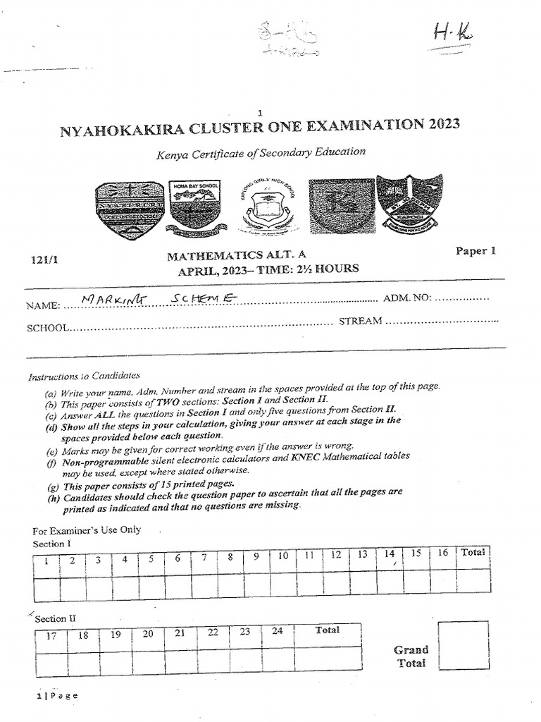 Nyahokakira Maths p1 Ms | PDF