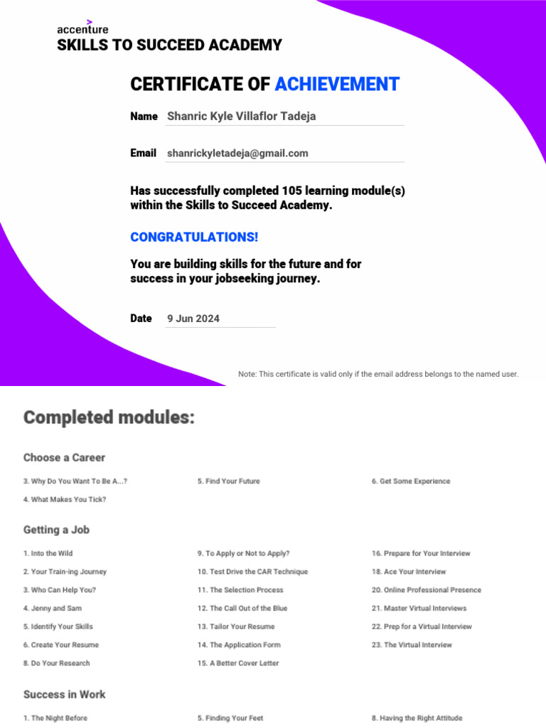 S2SAcademy Achievement Certificate | PDF | Critical Thinking | Computer ...