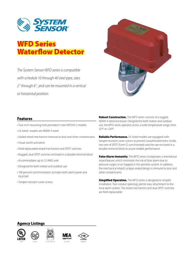 System Sensor WFD Series Flow Switch Guide | PDF | Pipe (Fluid ...