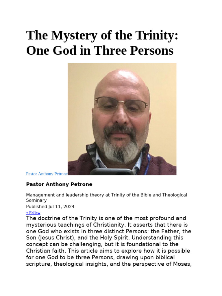 The Mystery of The Trinity | PDF | Trinity | God The Father