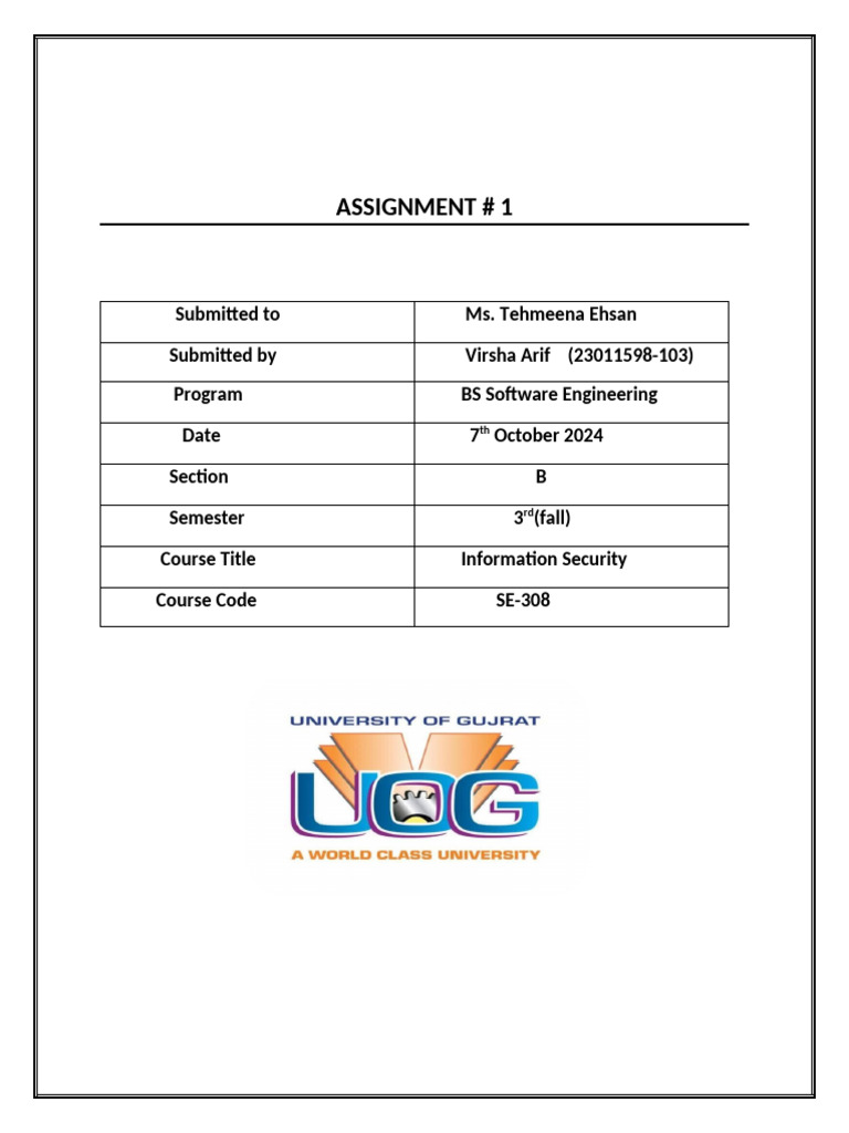 Information assignment 1 (1) | PDF | Security | Computer Security