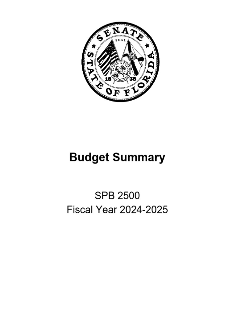 Budget Summary - SPB 2500 FY 24-25 | PDF | Everglades | Mental Health