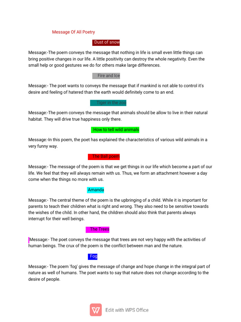 Message of 10 Poem | PDF