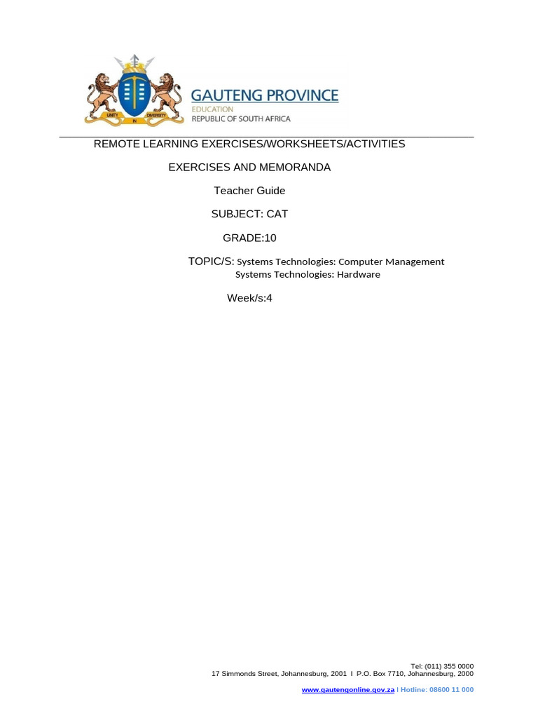 CAT Grade 10 Term 1 Week 4 TG | PDF | Computer File | Computing