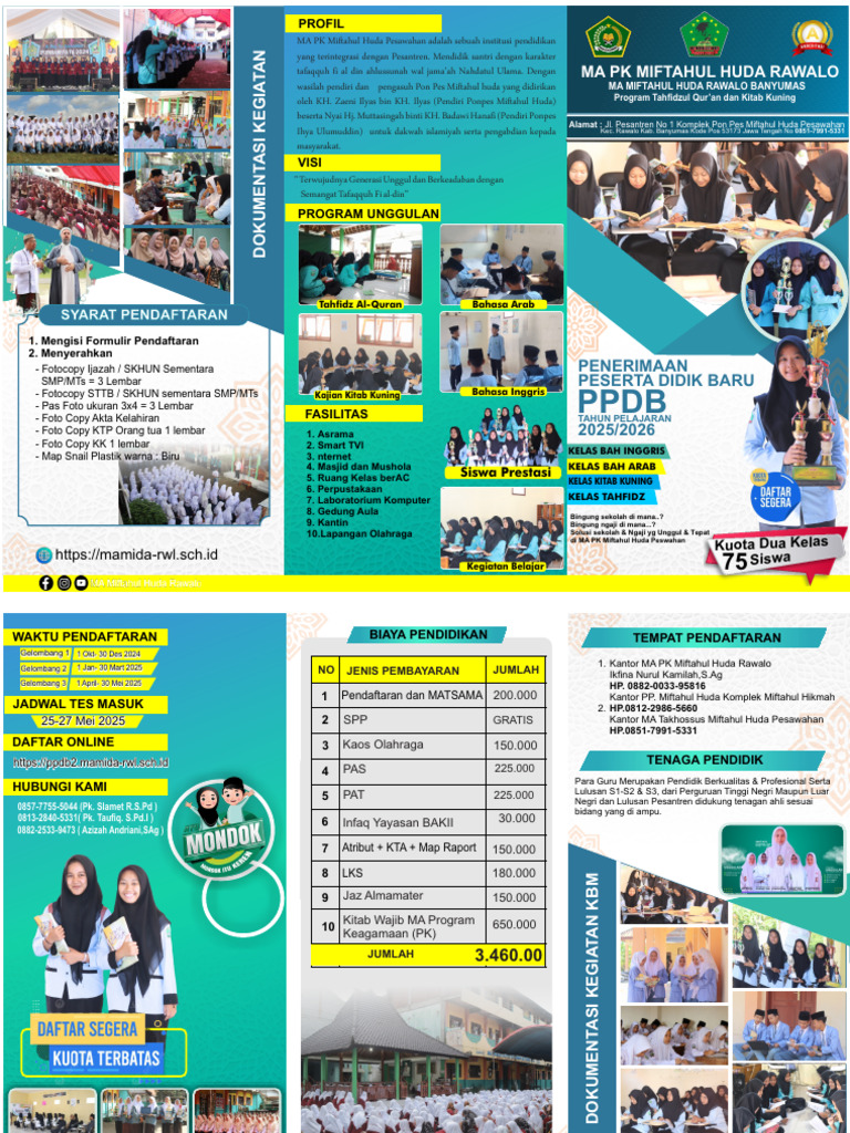 Brosur MA PK Miftahul Huda Rawalo Banyumas Tahun Pelajaran 2025-2026 | PDF