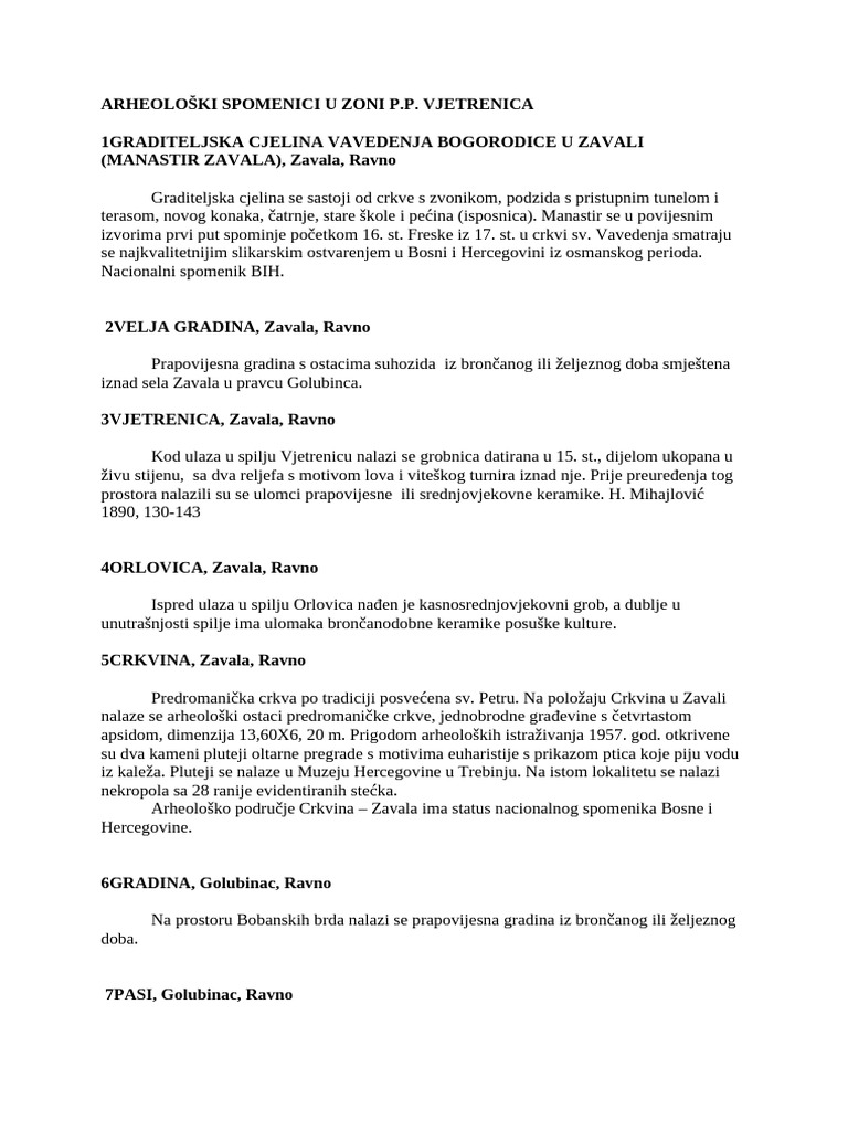 Arheološki Spomenici U Zoni P | PDF