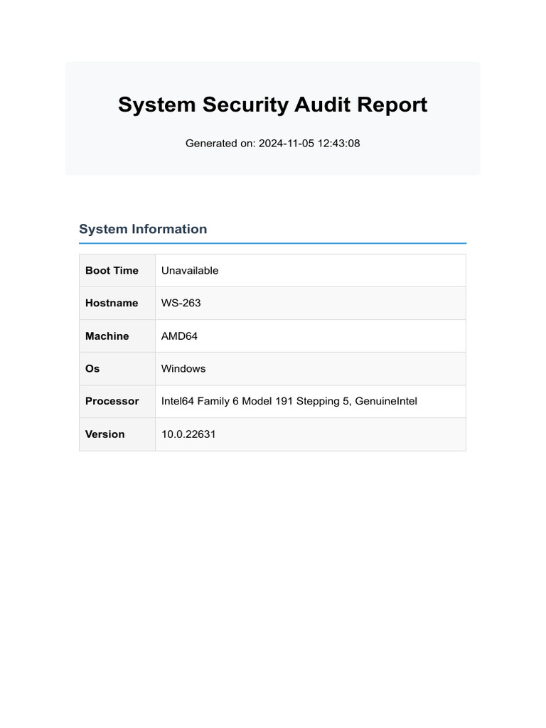 System Security Audit Summary | PDF | Computers