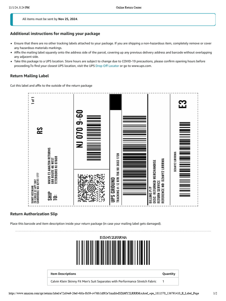 UPS Package Mailing Instructions | PDF