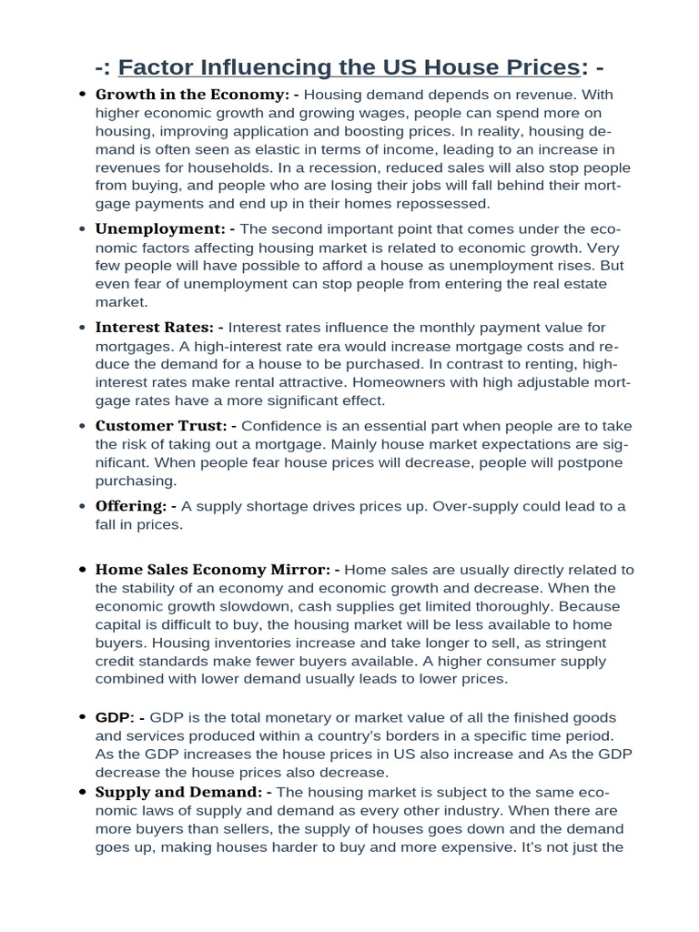 Factors Influencing US House Pricet | PDF | Prices | Demand