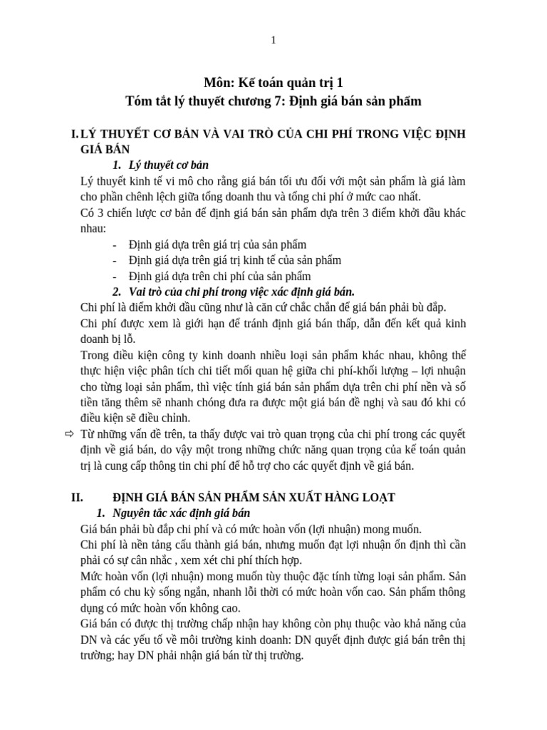 KE TOAN QUAN TRI-ly Thuyet Chuong 7 | PDF