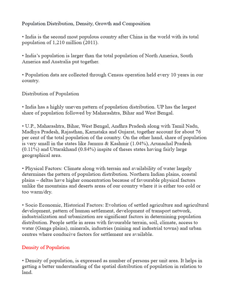 Population Distribution and Growth in India | PDF | Languages Of India ...