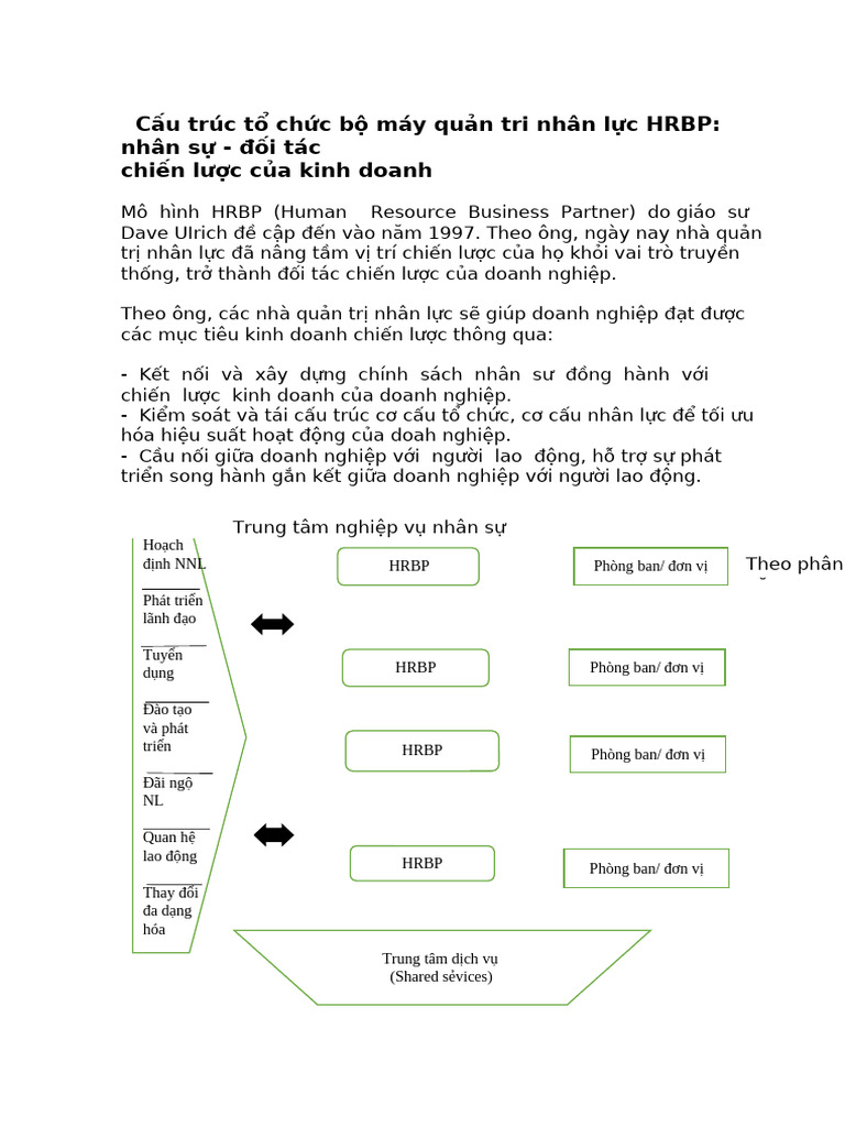 Cấu trúc tổ chức bộ máy quản tri nhân lực HRBP | PDF
