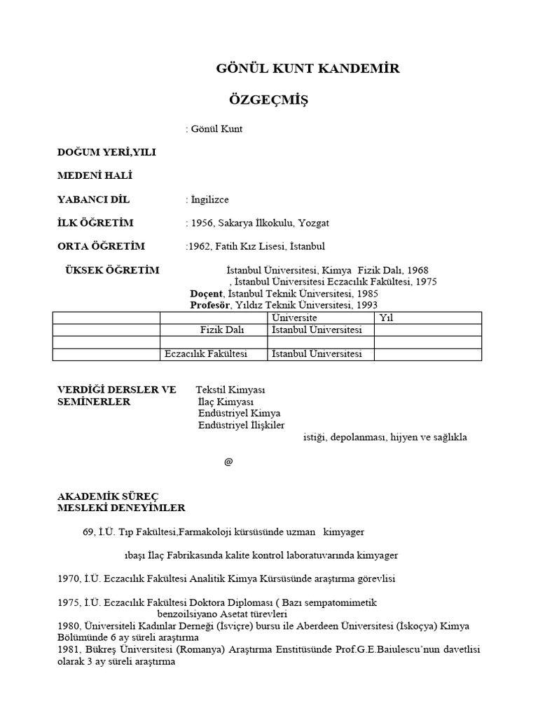 Prof DR Gonul Kunt | PDF