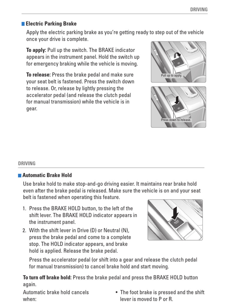 2018 CIVIC 4D Electric Parking Brake Auto Brake Hold | PDF | Manual ...