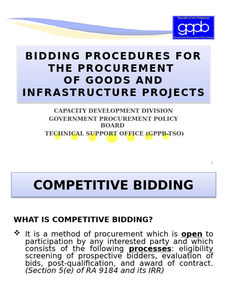 Competitive Bidding Procedures Guide | PDF | Joint Venture | Bonds ...