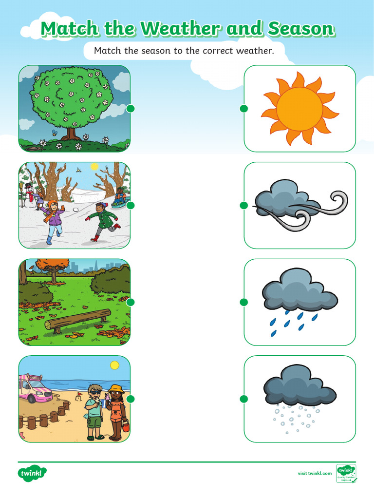 T TP 1699348466 Weather and Season Matching Worksheet - Ver - 1 | PDF