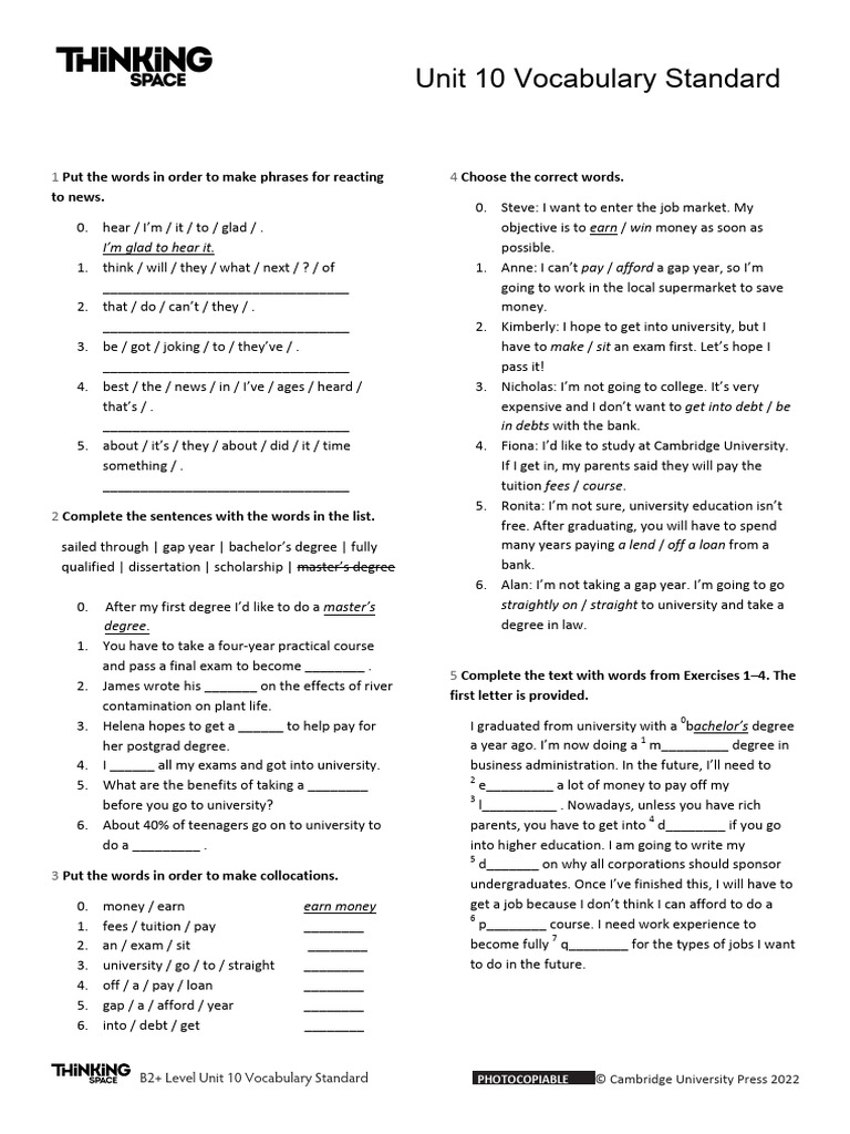 Vocab 10 | PDF | University | Higher Education