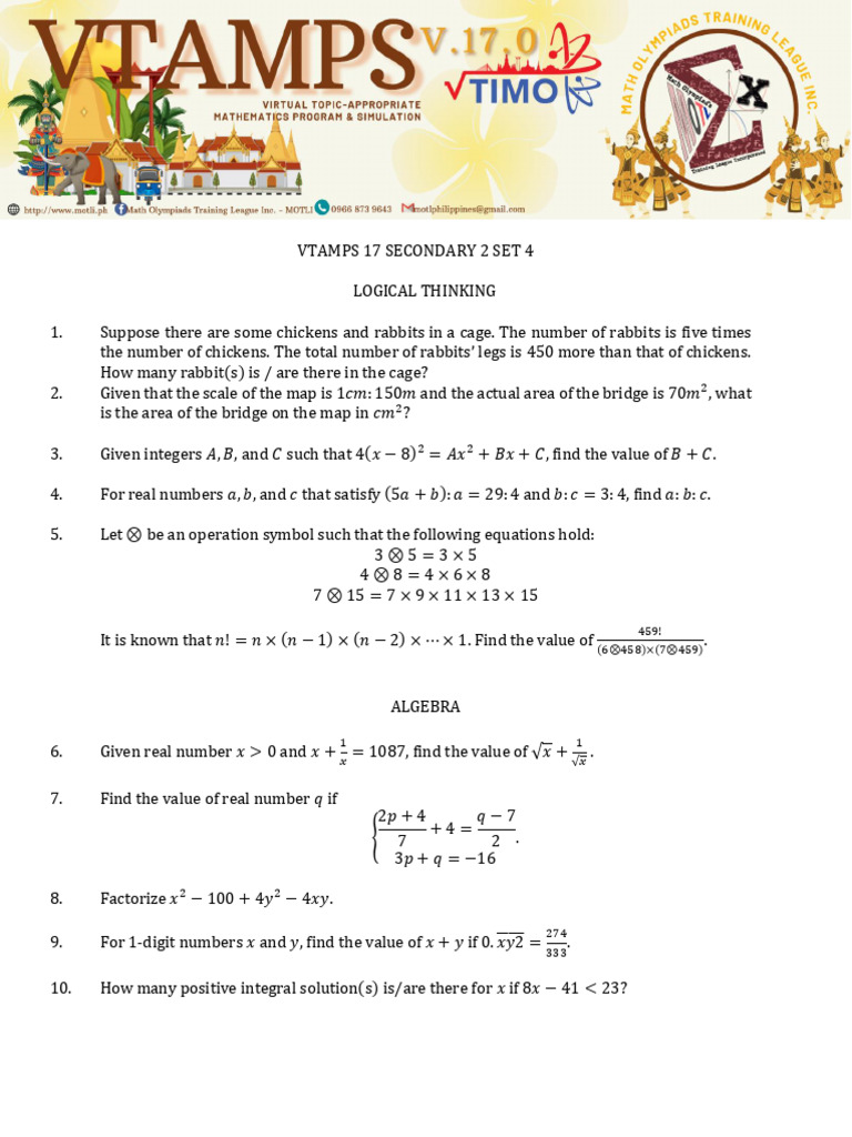 Math Problem Set for Secondary Students | PDF | Numbers | Playing Cards