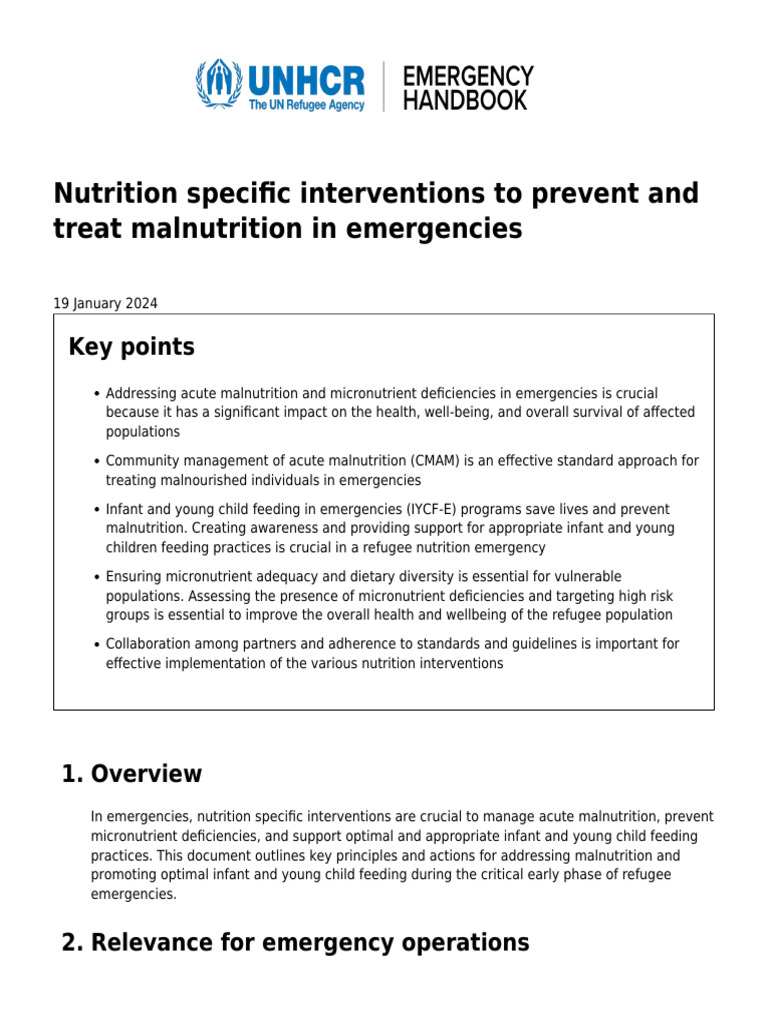 Nutrition Specific Interventions To Prevent and Treat Malnutrition in ...