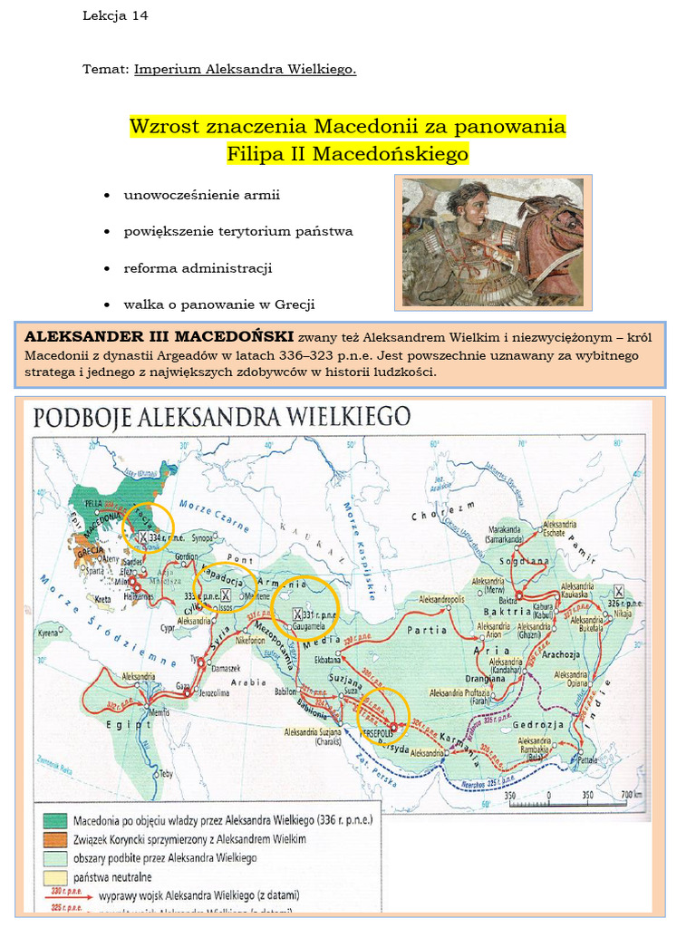 Lekcja 14 Imperium Aleksandra Wielkiego. Klasa 5 | PDF