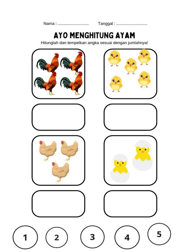 Hitunglah Dan Tempelkan Angka Sesuai Dengan Jumlahnya! | PDF Hitunglah Dan Tempelkan Angka Sesuai Dengan Jumlahnya! | PDF