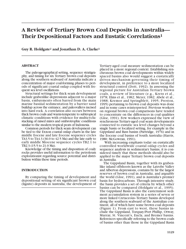 A Review of Tertiary Brown Coal Deposits in Australia | PDF | Coal ...
