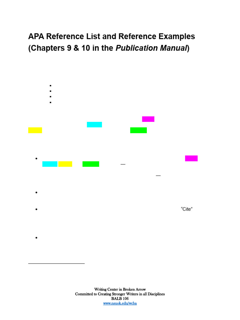 APA Reference List 7th Edition | PDF | Apa Style | Citation