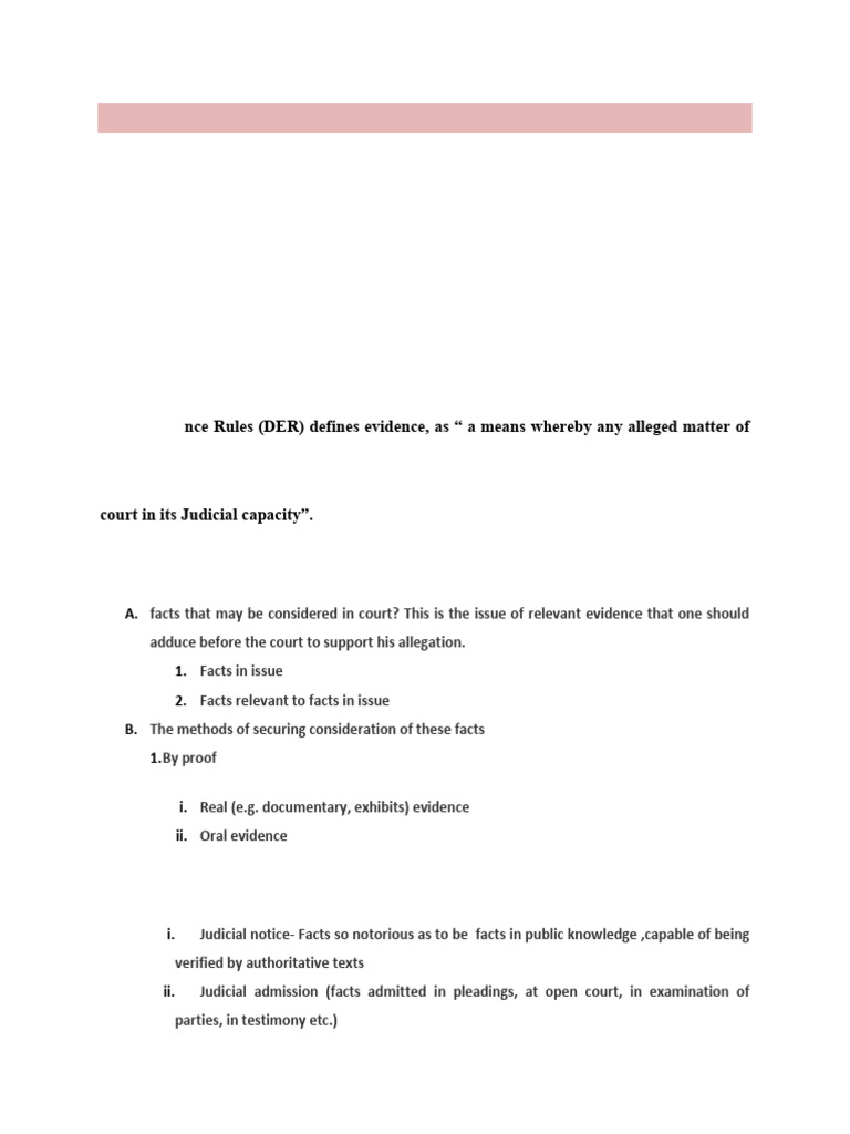 Overview of Evidence Law Principles | PDF | Burden Of Proof (Law ...