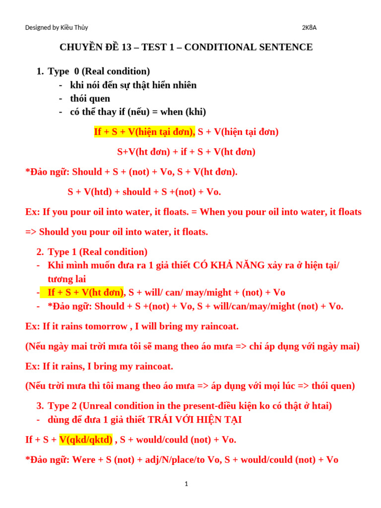 Conditional Sentences Test Guide | PDF