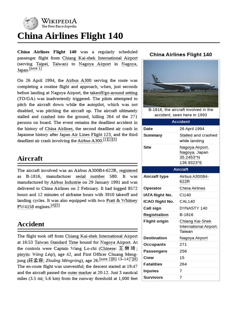 China Airlines Flight 140 Crash Overview | PDF | Aviation | Aircraft