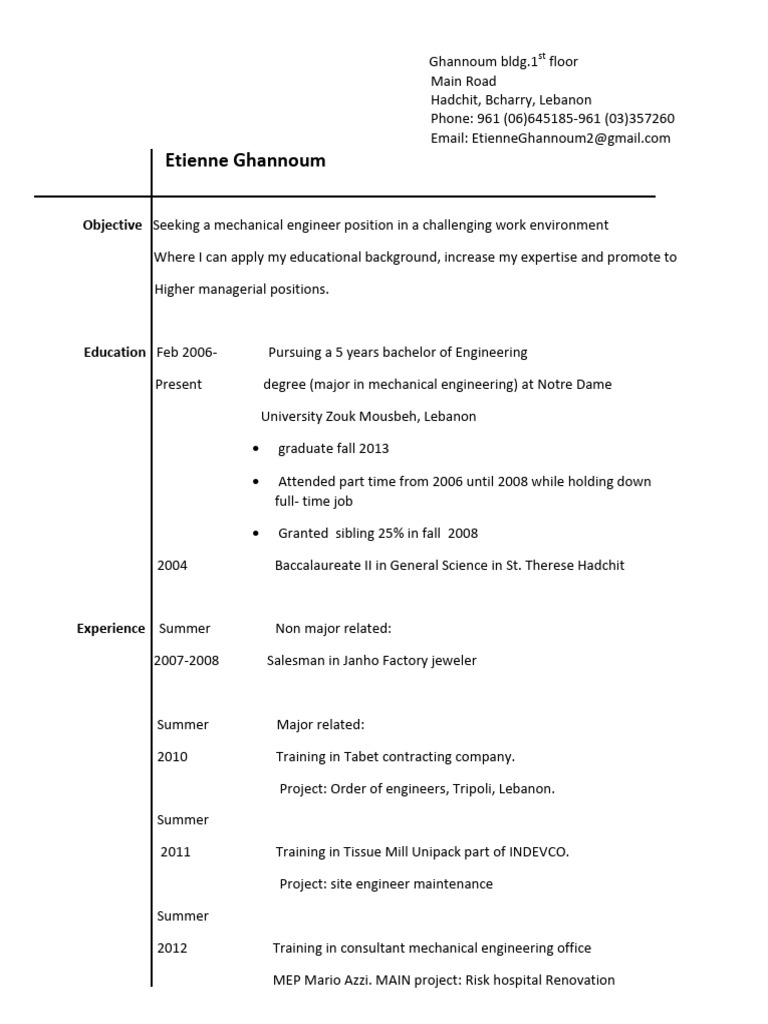 Etienne - Ghannoum CV 2014 | PDF | Engineering | Science