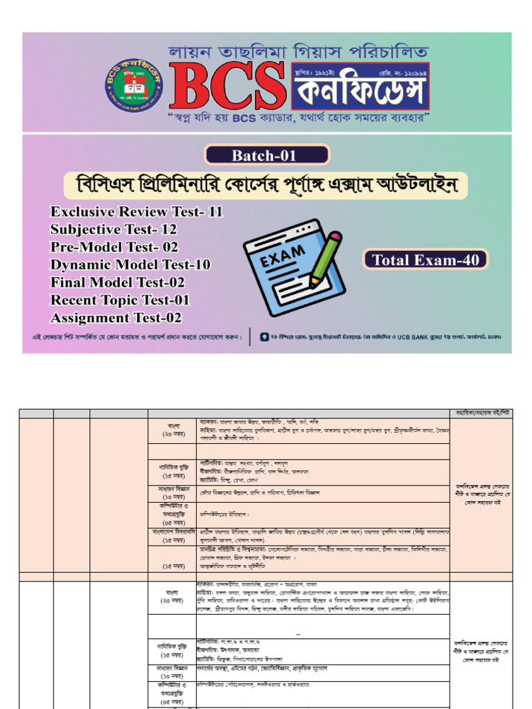 47th BCS Exam Final Routine Batch-01 | PDF | Vocabulary | Morphology