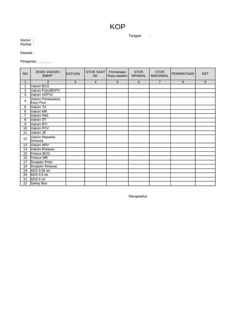 Form Permintaan Vaksin | PDF