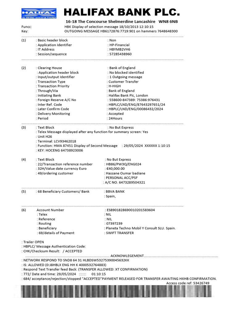 Halifax Bank Plc Slip | PDF | Computing