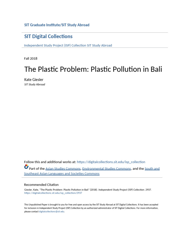 40 The Plastic Problem - Plastic Pollution in Bali | PDF | Waste ...