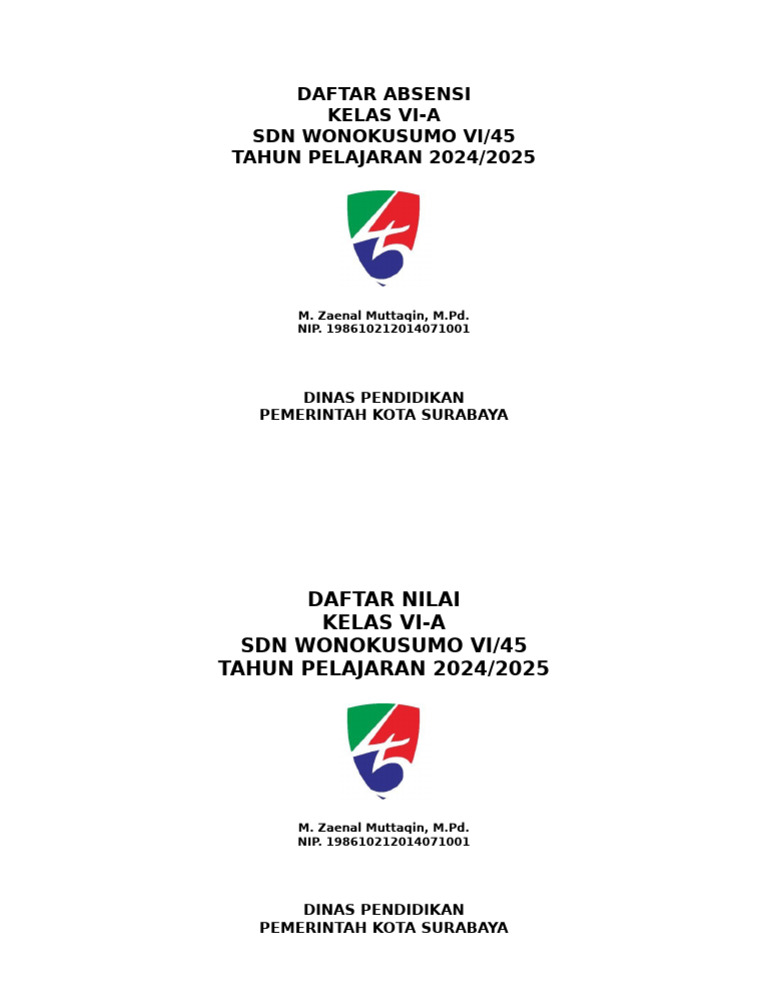 Daftar Absensi dan Nilai Kelas VI-A | PDF | Karier & Perkembangan